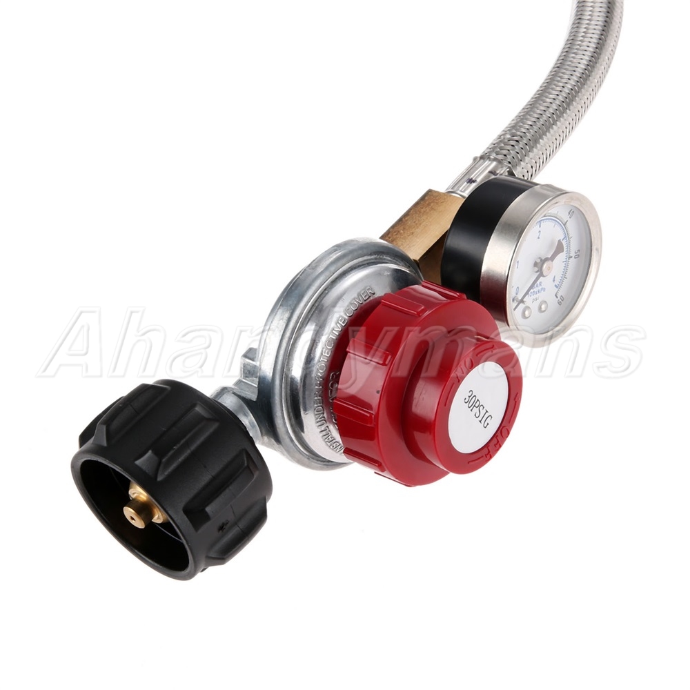 0-30 PSI High Pressure Adjustable Propane Regulator with Gauge & Y ...
